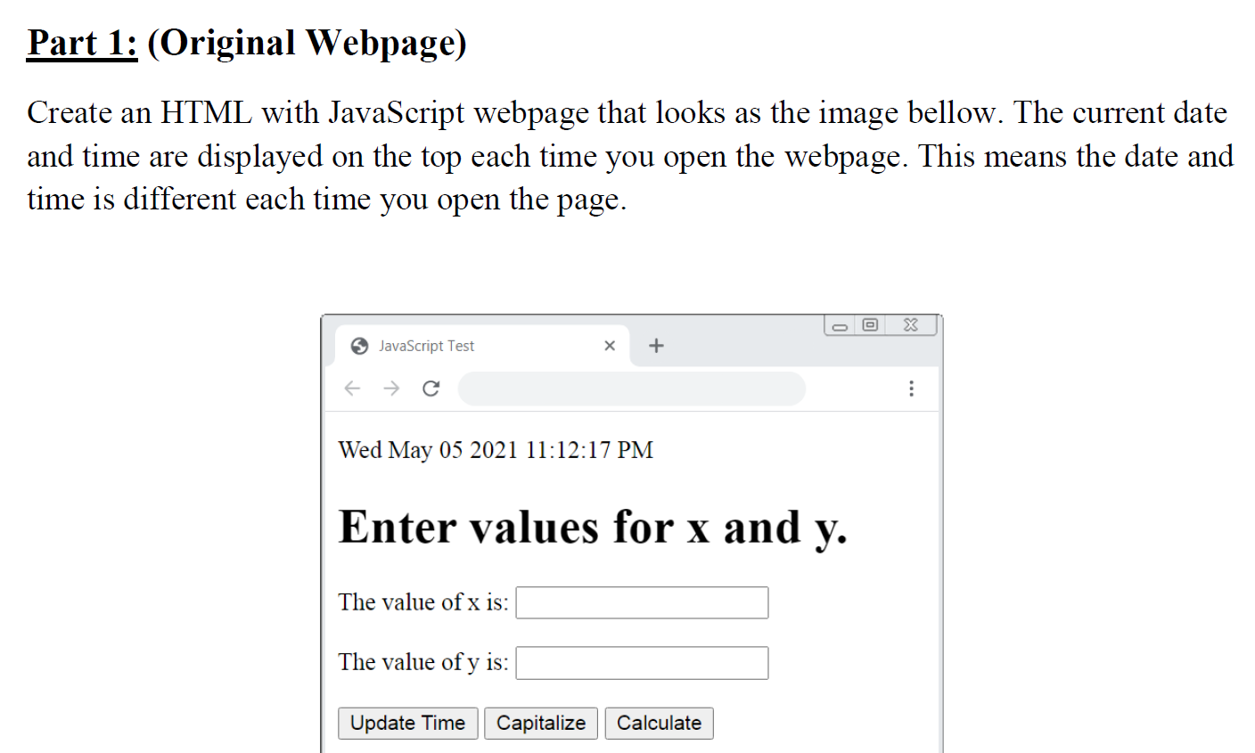 Solved Part 1: (Original Webpage) Create an HTML with | Chegg.com