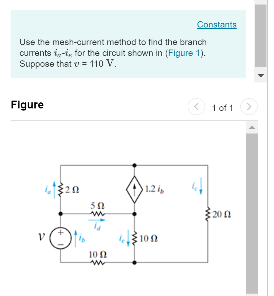 Solved Please help find the branch currents ia-ie , as well | Chegg.com