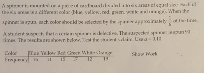 Solved A spinner is mounted on a piece of cardboard divided | Chegg.com