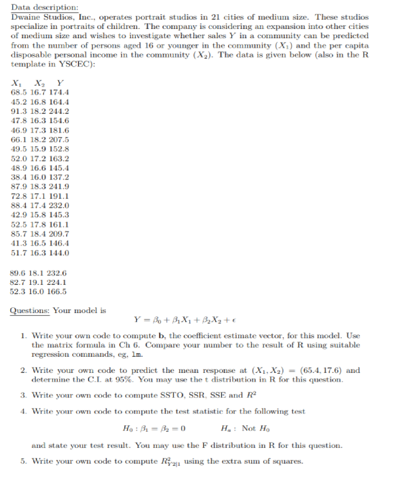 Solved I Have To Write The Code In R I Solved 1 Only And 1689