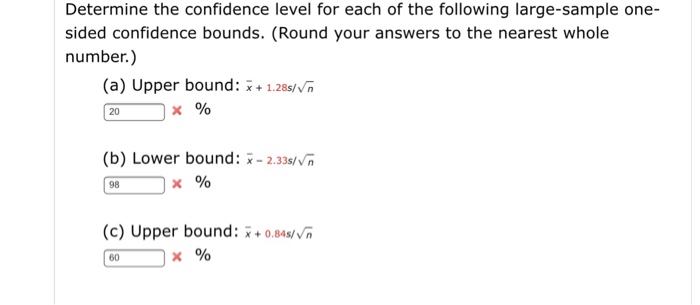 Solved Determine the confidence level for each of the | Chegg.com