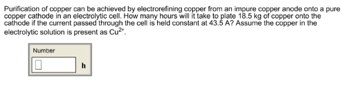 Solved Purification of copper can be achieved by | Chegg.com