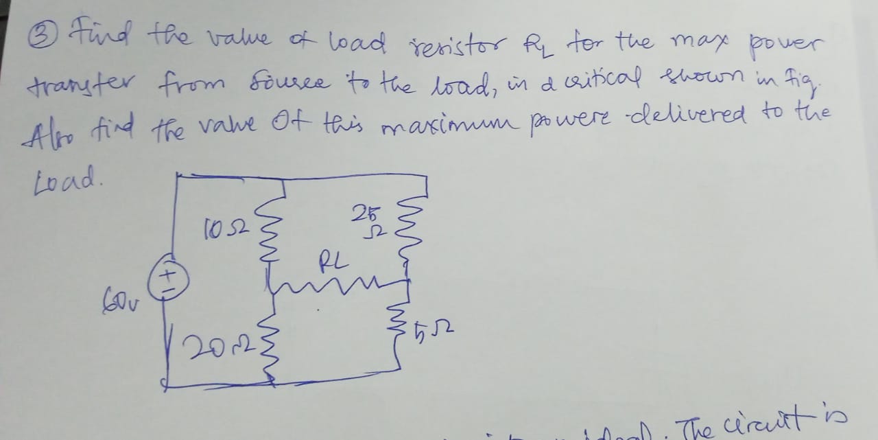 Solved find the value of load resistor RL for the max power | Chegg.com