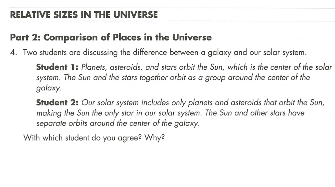 Solved Part 2: Comparison of Places in the Universe 4. Two | Chegg.com