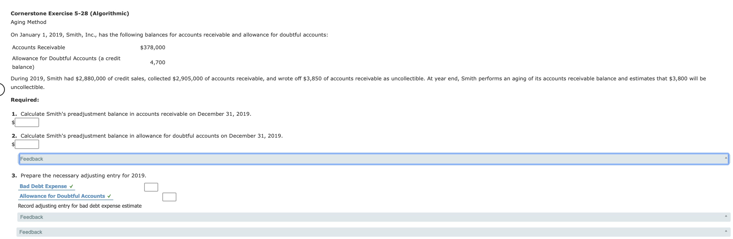 Solved Cornerstone Exercise 5-28 (Algorithmic) Aging Method | Chegg.com