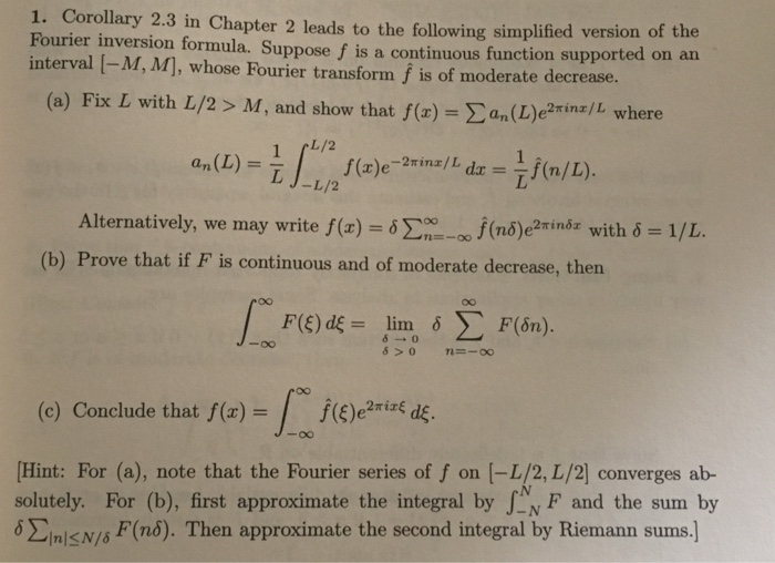 Solved Corollary 2.3 in Chapter 2 leads to the following | Chegg.com