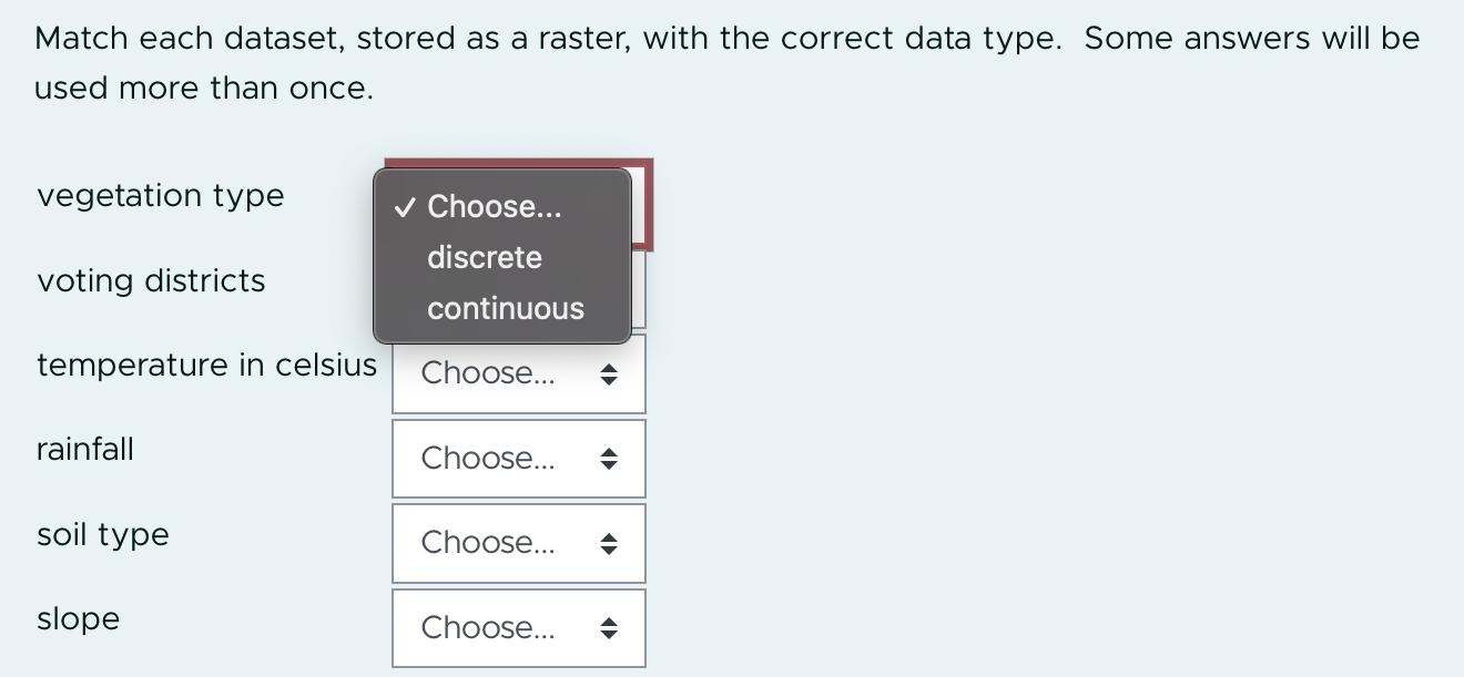 Solved Which data type does each dataset represent. Some | Chegg.com