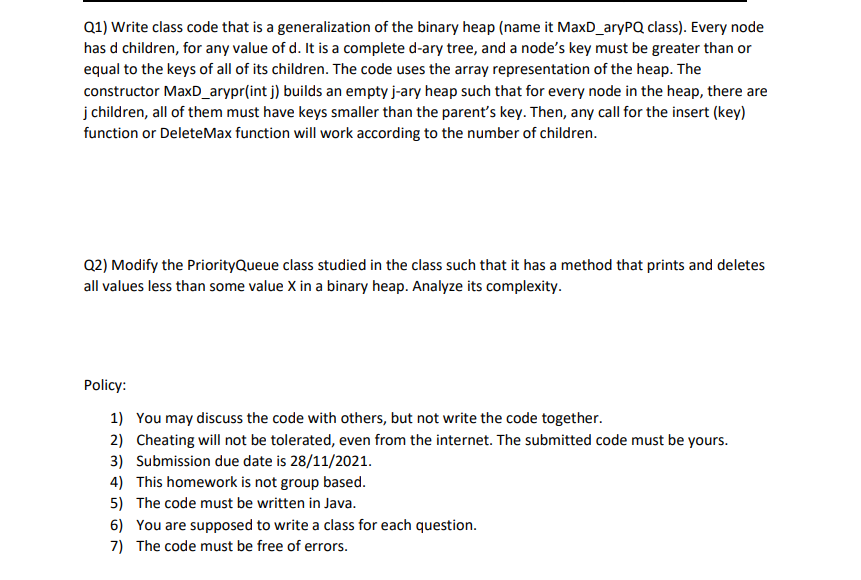 Solved Q1) Write class code that is a generalization of the | Chegg.com