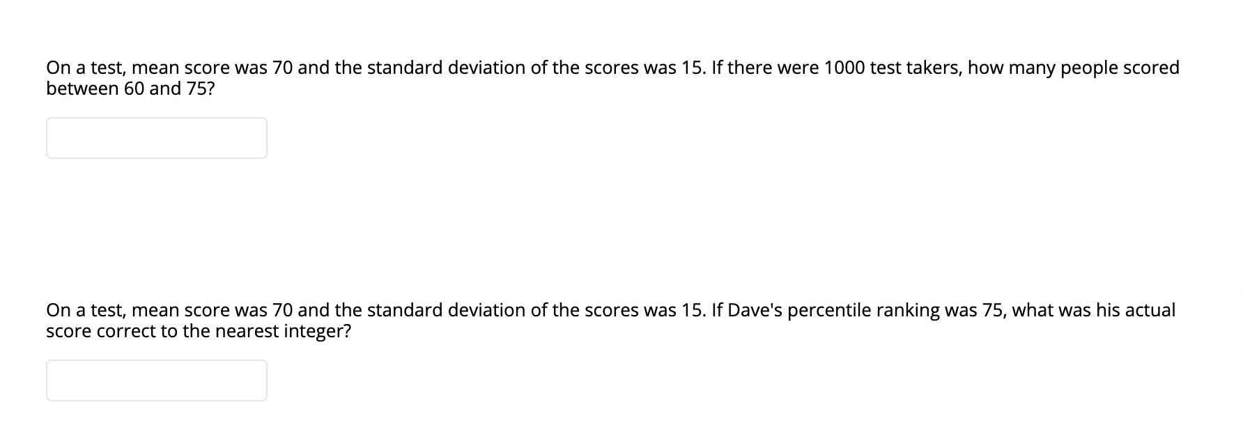 Solved On a test Alice's score corresponded to 70th | Chegg.com