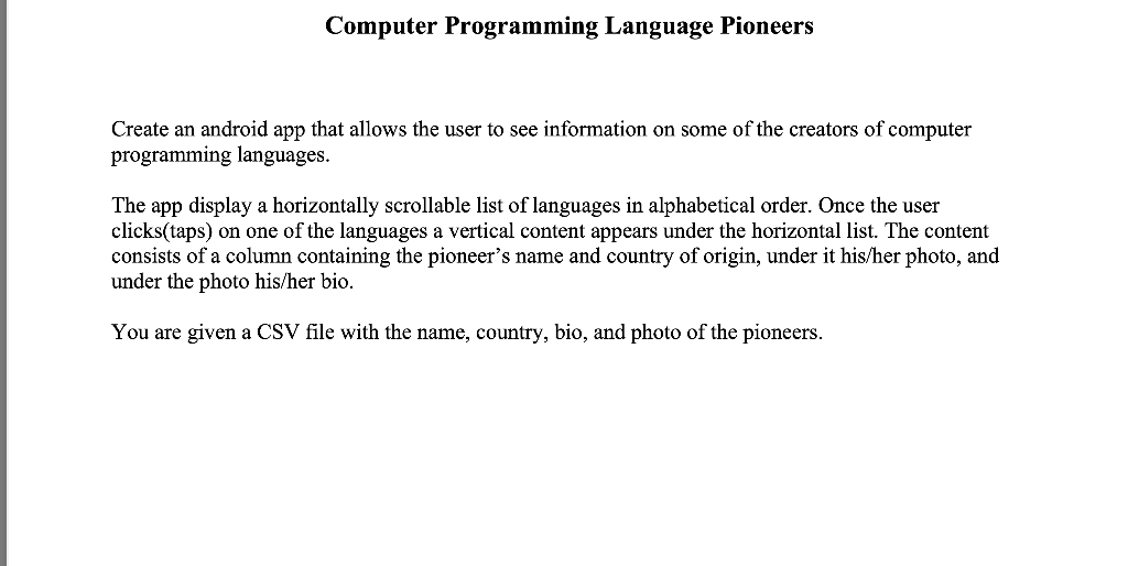Solved Computer Programming Language Pioneers Create an | Chegg.com