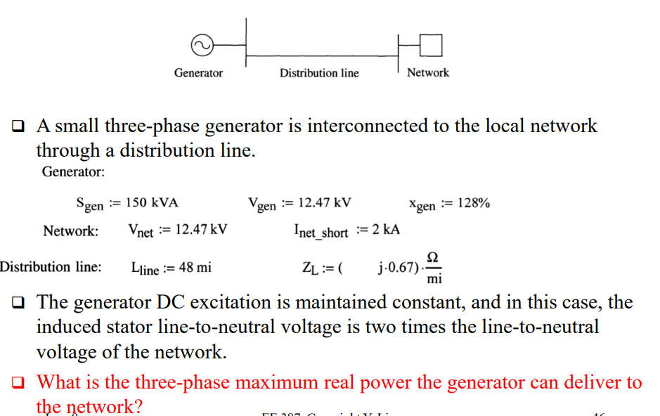 Solved A small three-phase generator is interconnected to | Chegg.com