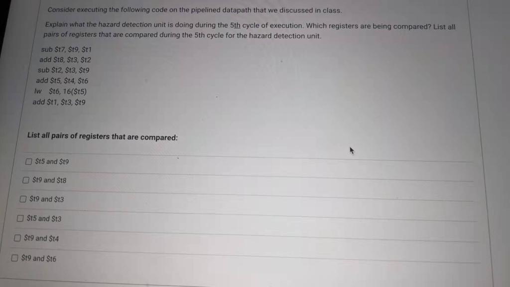 Solved Question 11 5 pts Consider executing the following | Chegg.com