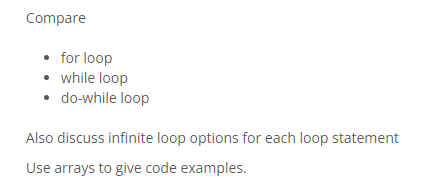 Solved Compare - for loop - while loop - do-while loop Also | Chegg.com