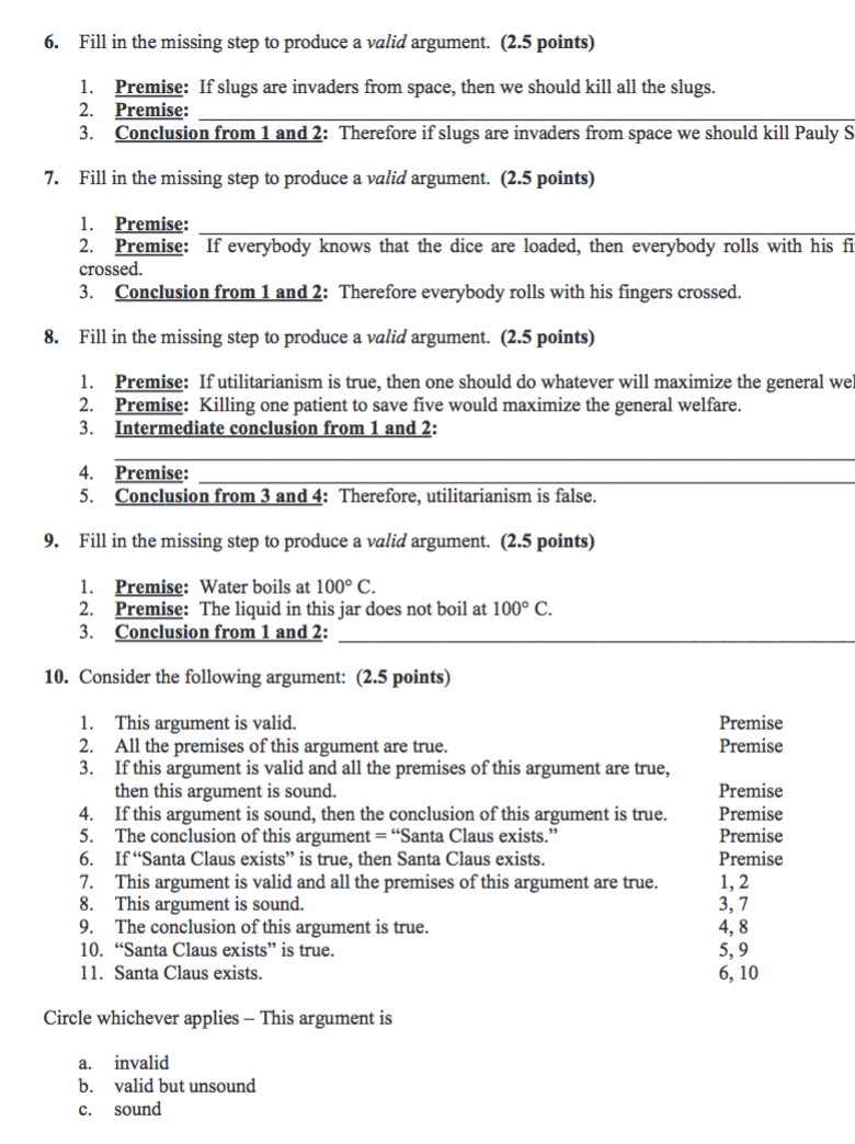 For each of the following informal arguments (2.5 | Chegg.com