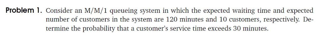 Solved Problem 1. Consider an M/M/1 queueing system in which | Chegg.com