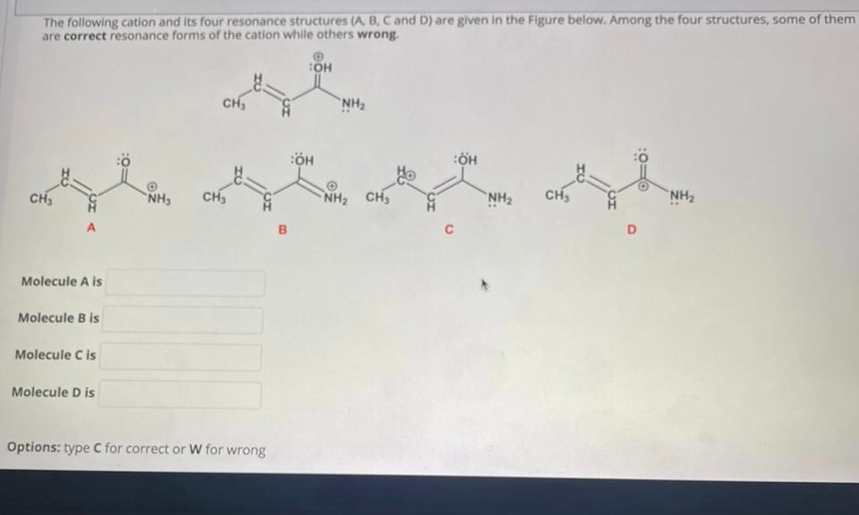Solved The following cation and its four resonance | Chegg.com