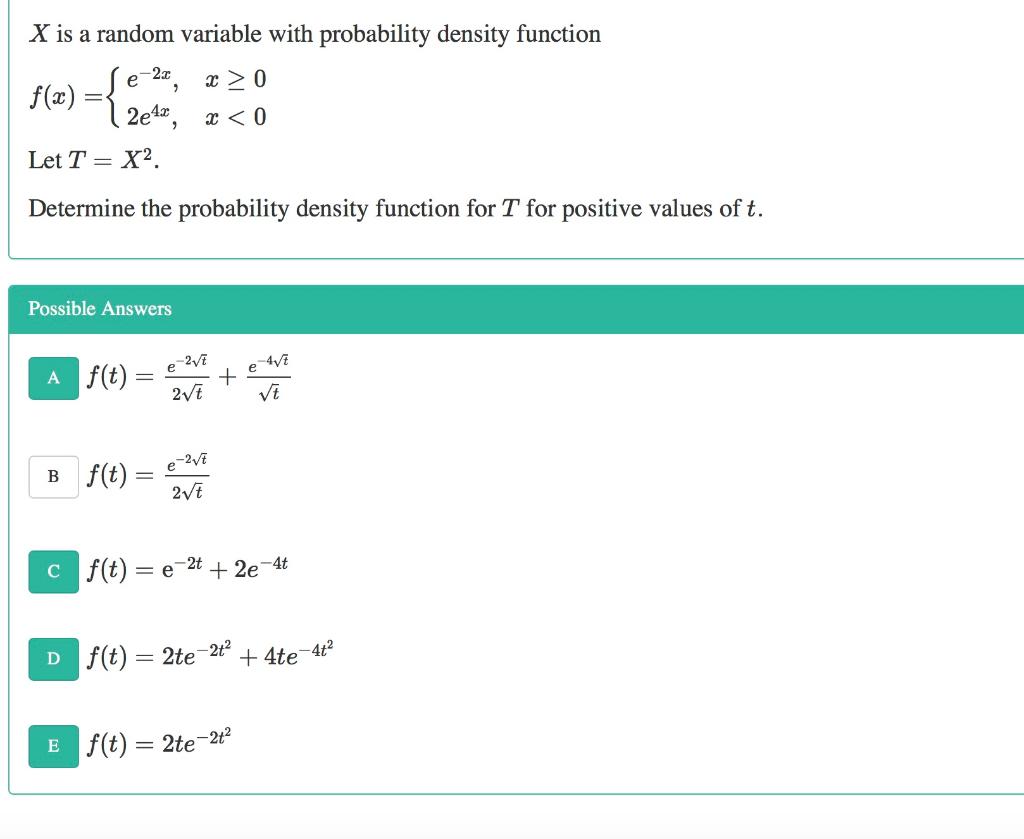 Solved X is a random variable with probability density | Chegg.com