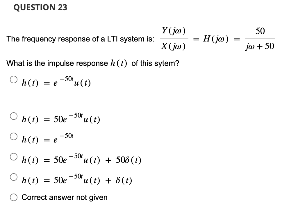 Solved The frequency response of a LTI system is: | Chegg.com