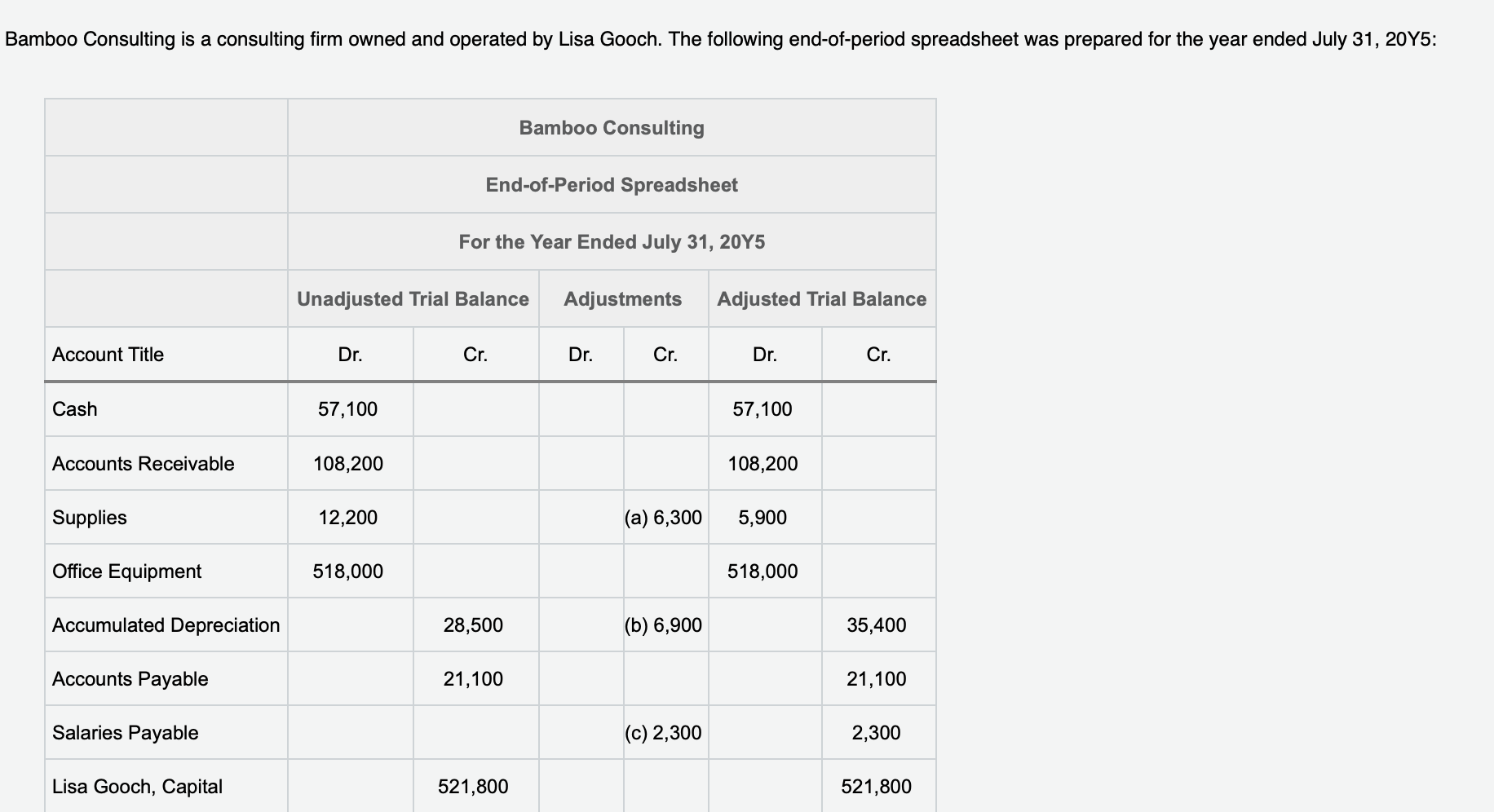 Solved Bamboo Consulting is a consulting firm owned and | Chegg.com