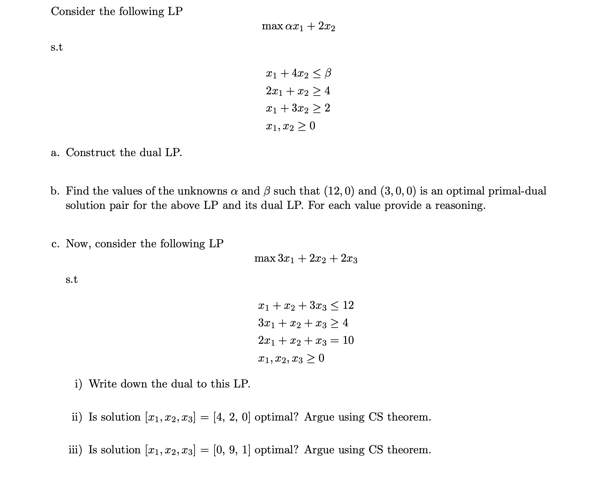 Solved Consider the following LP maxαx1+2x2 s.t | Chegg.com