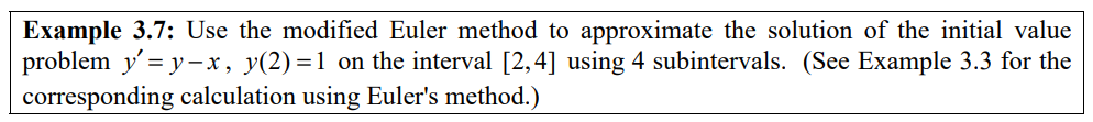Solved Example 3.7: Use the modified Euler method to | Chegg.com