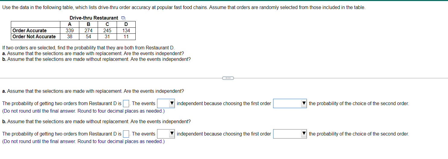 Solved . Assume that the selections are made with | Chegg.com