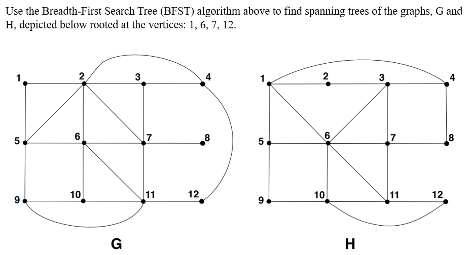 Use the Breadth-First Search Tree (BFST) algorithm | Chegg.com