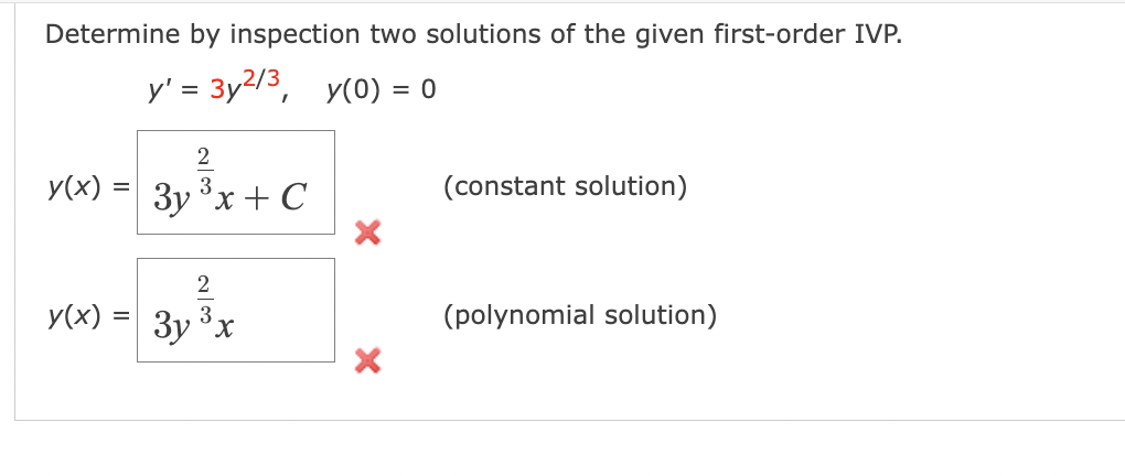 Solved Determine by inspection two solutions of the given | Chegg.com