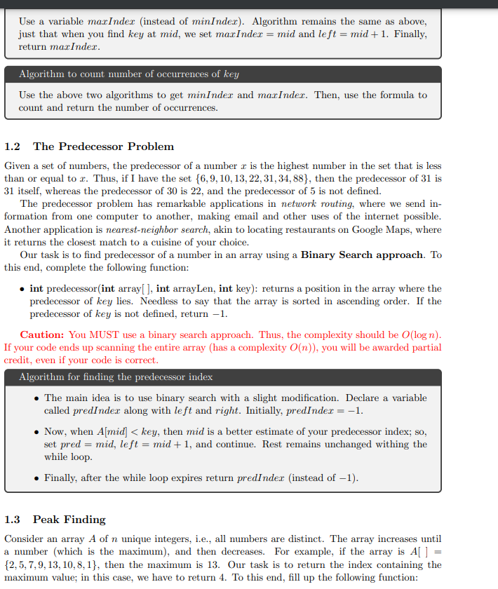 Solved 1 Applications of Binary Search Complete the | Chegg.com