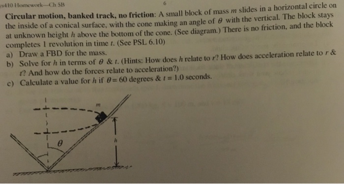 Solved s410 Homework-Ch SB Circular motion, banked track, no | Chegg.com