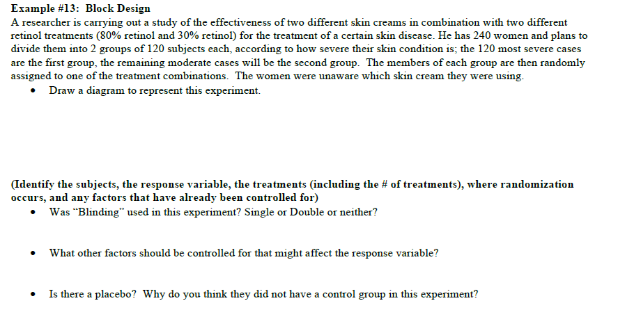 Solved Example #13: Block Design A researcher is carrying | Chegg.com