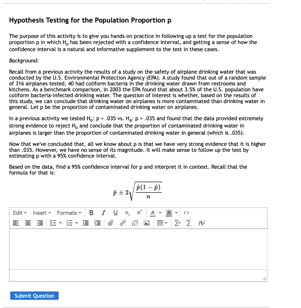 Solved Hypothesis Testing for the Population Proportion p | Chegg.com