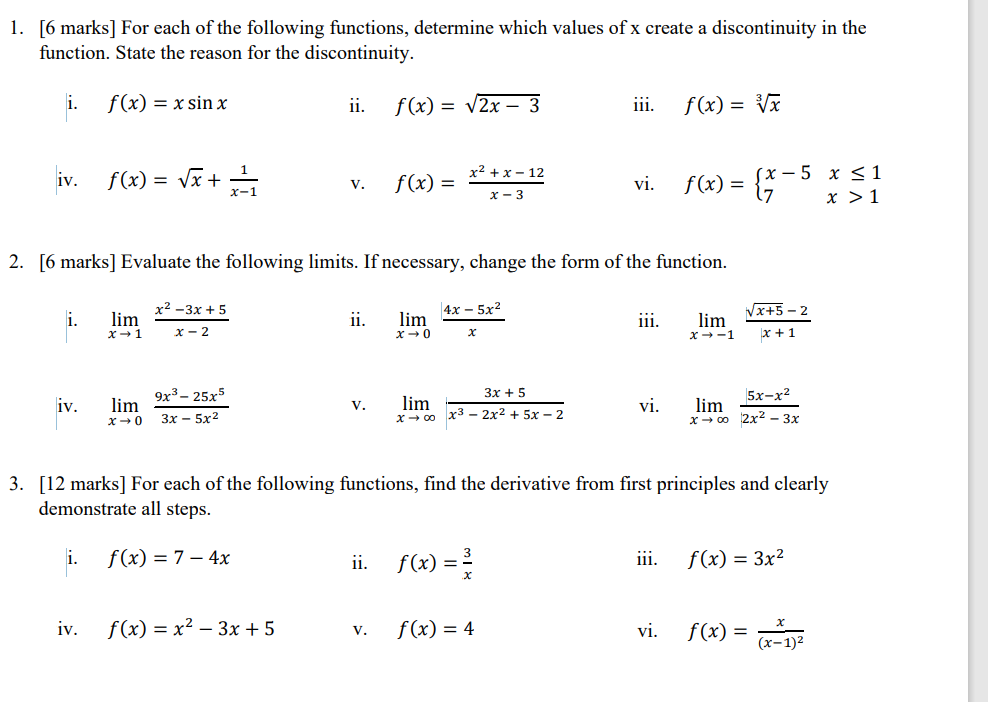 Solved 1. [6 marks] For each of the following functions, | Chegg.com