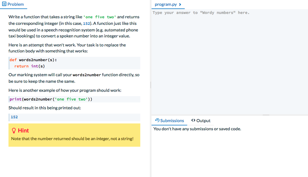 Solved Problem program.py Type your answer to "Wordy | Chegg.com