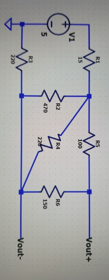 Solved Vout+ 100 R2 R6 UT 470 150 220 Vout- 220 5. Connect | Chegg.com