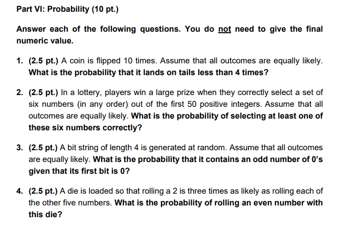 Solved Answer each of the following questions. You do not | Chegg.com
