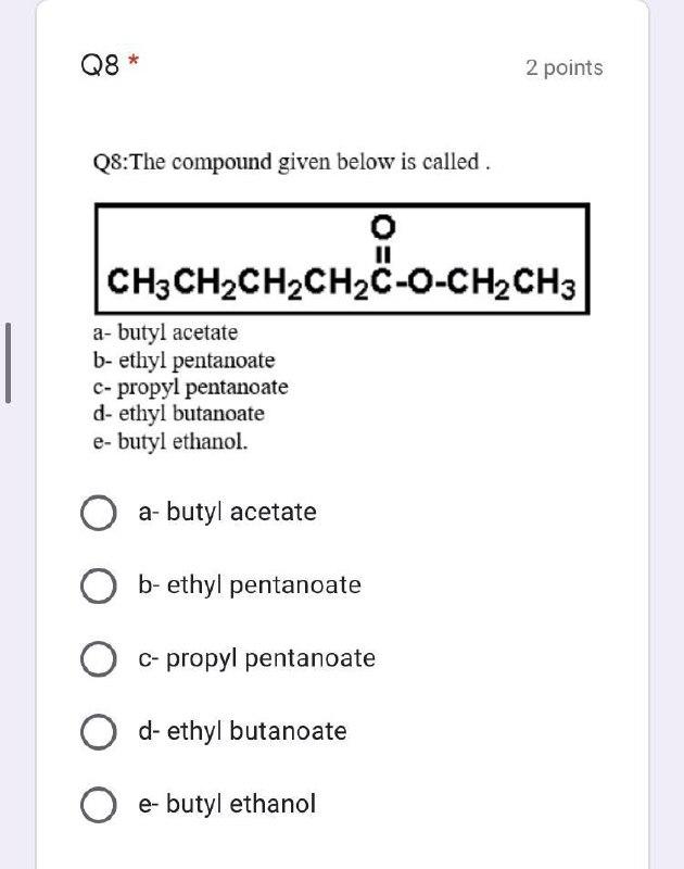 Solved Q8* 2 points 08:The compound given below is called. | Chegg.com