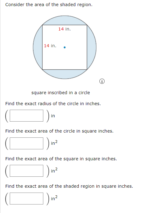 Solved Consider the area of the shaded region. square | Chegg.com