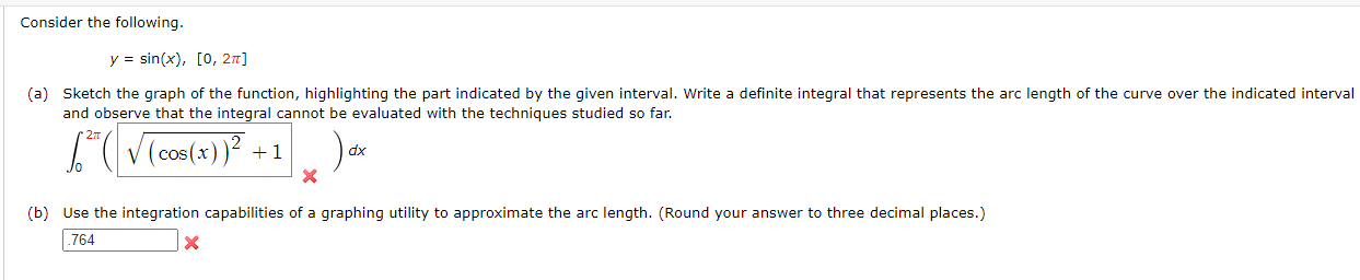 Solved Consider the following. y=sin(x),[0,2π] and observe | Chegg.com