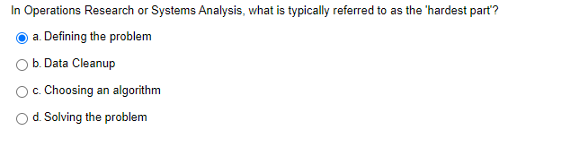 Solved In Operations Research or Systems Analysis, what is | Chegg.com