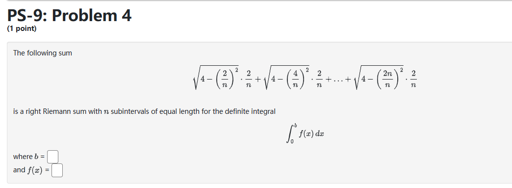 Solved The following sum 4−(n2)2⋅n2+4−(n4)2⋅n2+…+4−(n2n)2⋅n2 | Chegg.com