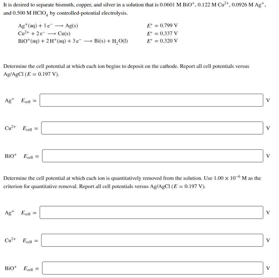Solved It is desired to separate bismuth, copper, and silver | Chegg.com