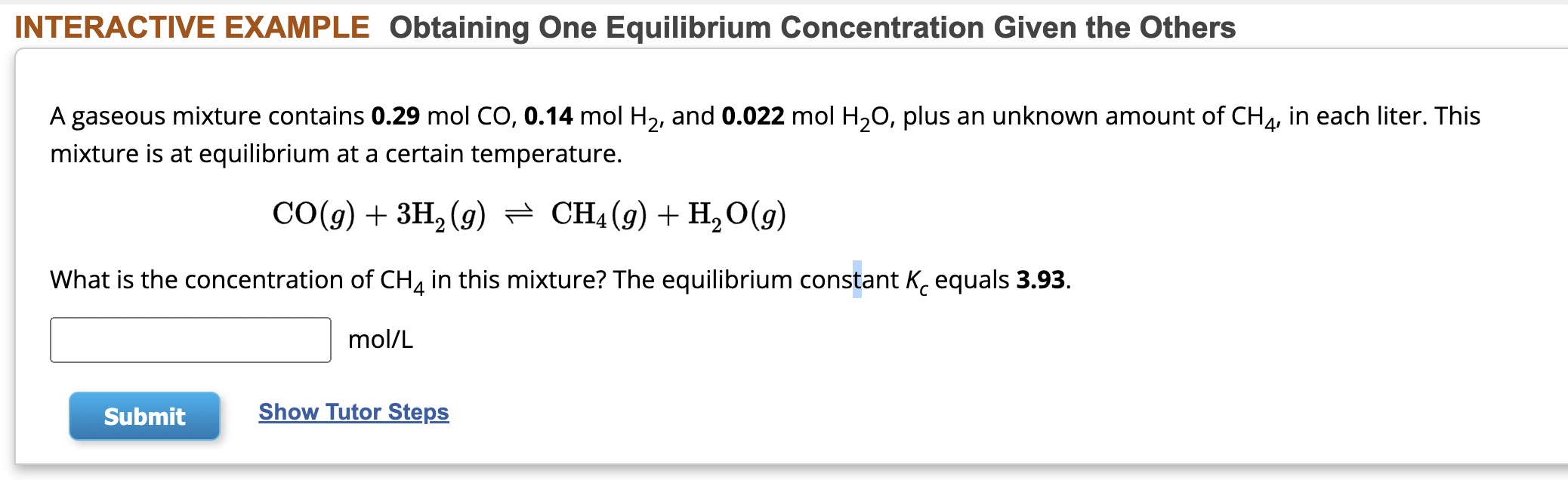 Solved A gaseous mixture contains 0.29molCO,0.14molH2, and | Chegg.com