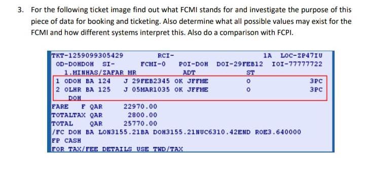 3. For the following ticket image find out what FCMI | Chegg.com