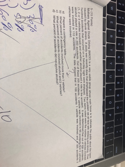 Solved 2 5 6 5- (15 Points) Mothers Against Drunk Driving | Chegg.com