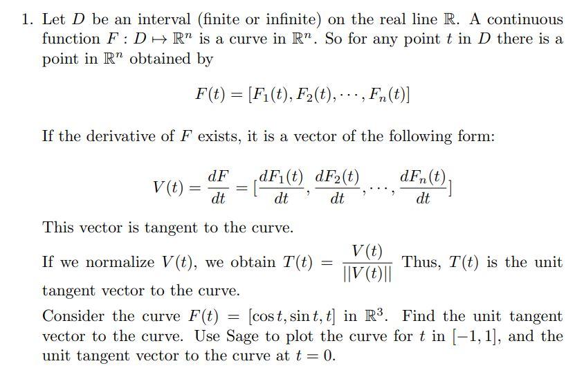 Solved 1. Let D be an interval (finite or infinite) on the | Chegg.com