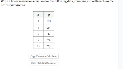 Solved Write a linear regression equation for the following | Chegg.com