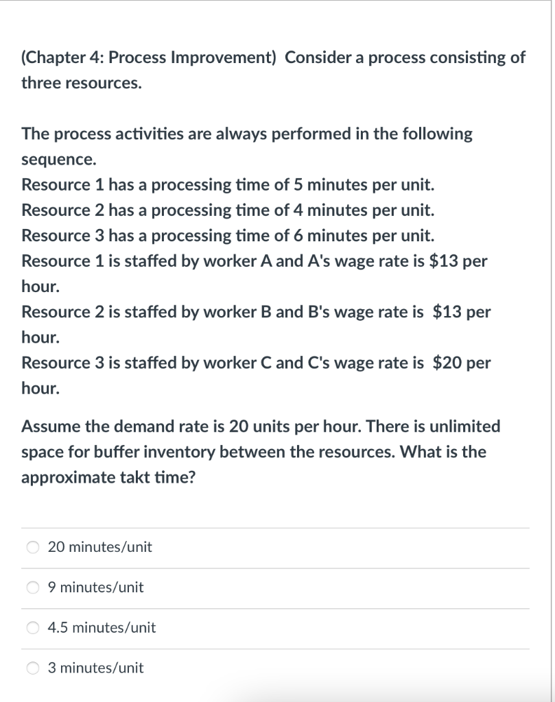 Solved (Chapter 4: Process Improvement) Consider a process | Chegg.com