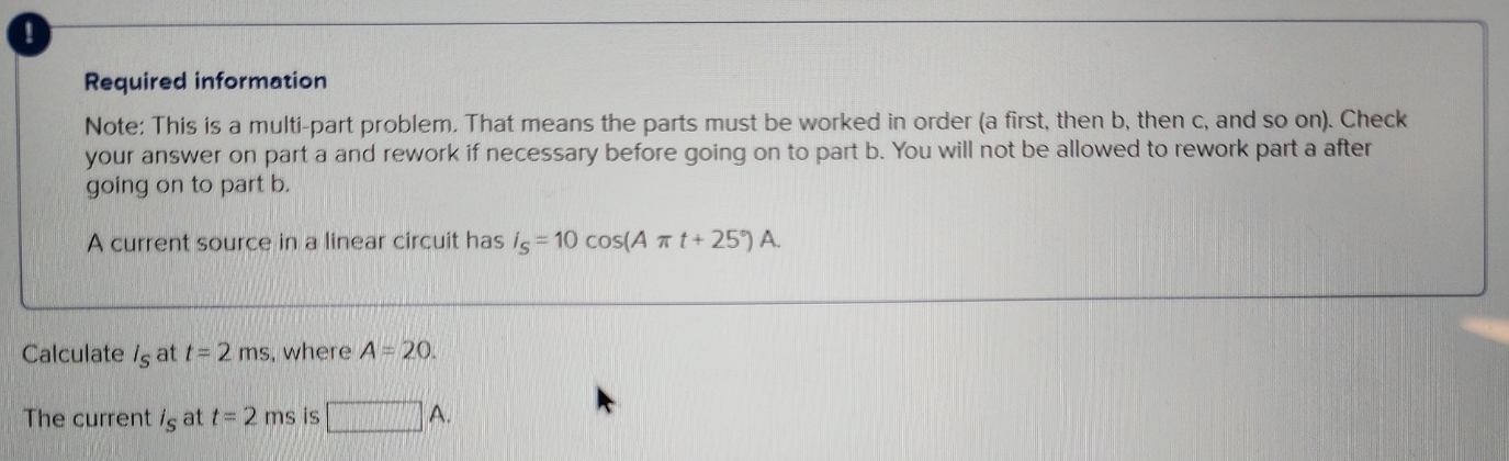 Solved !Required informationNote: This is a multi-part | Chegg.com