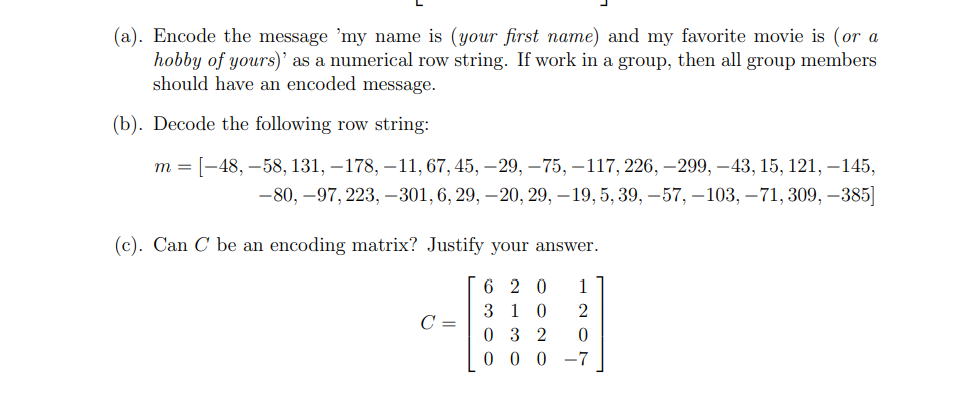 Solved 2 Cryptography Using Matrices Matrices Can Be Used